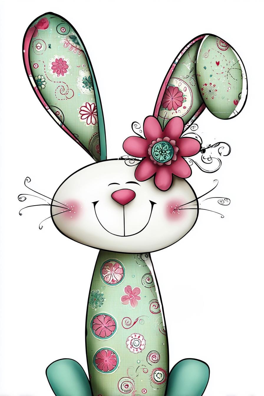 Easter Bunny CLIPART, Whimsical Spring Rabbits, Folk Style Rabbit Art ...